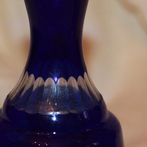 Accents | Vintage Bohemian Czech Cobalt Blue Cut To Clear Etched Glass ...